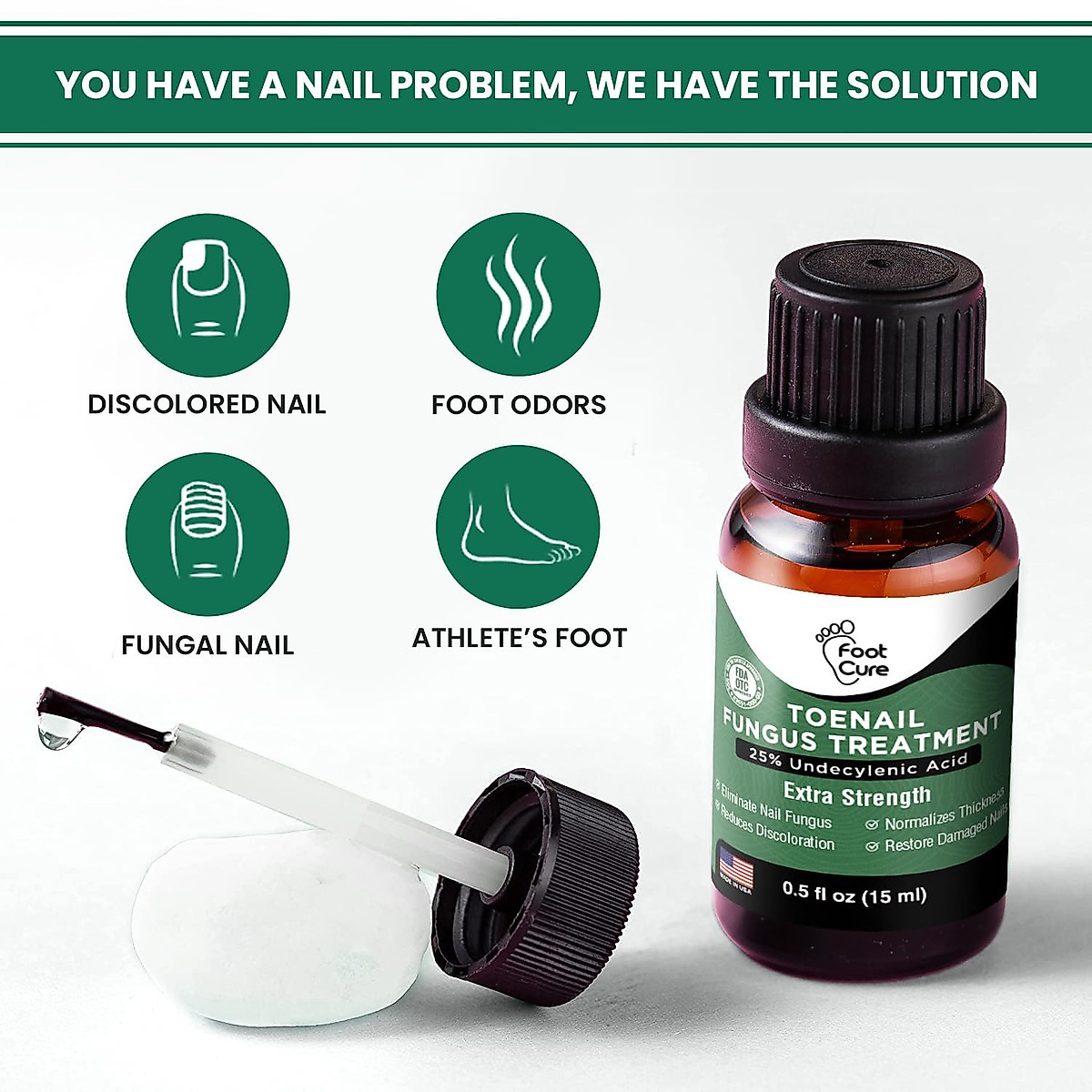 Toenail Renewal Solution Extra Strength Care for Toe Nail & Fingernails - Nail Repair Solution for broken, Discolored Nails - Renews Damaged Cracked Ingrown Toenail Made In USA 0.50 Fl Oz - 2 Pack