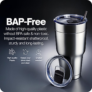 30 oz Tumbler Lid, Replacement Lids Compatible With YETI 30 oz Tumbler, 35 oz Straw Mug and 14 oz Mug, Spill Proof Lids for Yeti Tumbler 2 Pack Yeti Lid with Magnetic Slider Switch, BPA Free