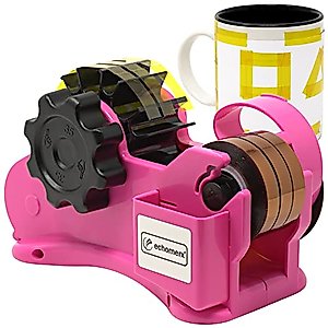 Echomerx Multi-Roll Heat Tape Dispenser Sublimation - Best Cut Heat Resistant Thermal Tape for Sublimation Transfer, Pen Holder, 1 and 3 inch Core, Optional Heat Press Tape Pack, Pink