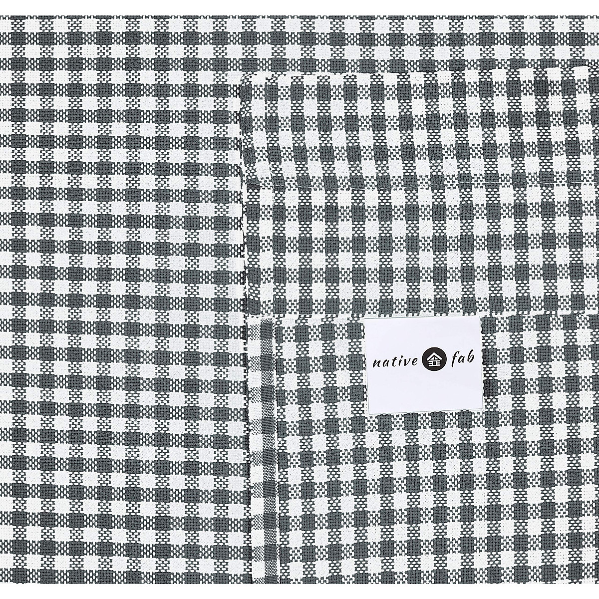 Native Fab Set of 2 Farmhouse Valance Curtains for Windows 54"x18" for Living Room Bedroom Kitchen Windows Bathroom, Rustic Vintage Curtain Valances Rod Pocket - Grey White