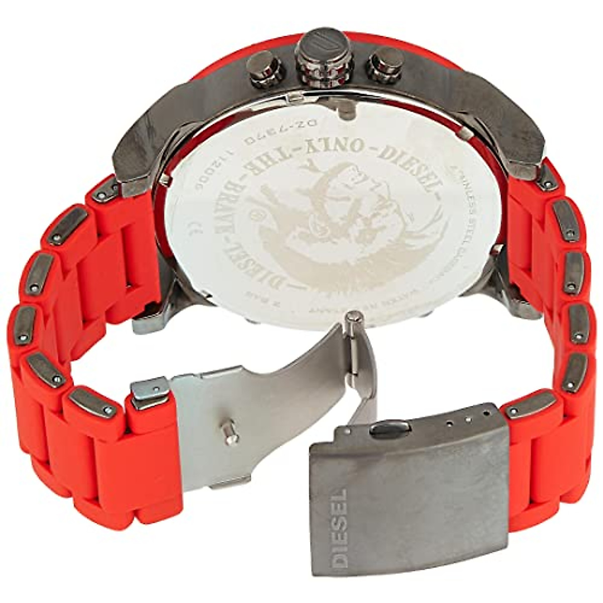 Diesel Men's 57mm Mr. Daddy 2.0 Quartz Stainless Steel and Silicone Chronograph Watch, Color: Gunmetal, Red (Model: DZ7370)