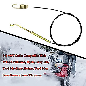 Wanotine 946-0897 Auger Clutch Cable for MTD 746-0897 746-0897A 946-0897A 2-Stage Snowblowers, Fits MTD Craftsman Ryobi Troy-Bilt Yard Machines Bolens Yard Man Snow Throwers