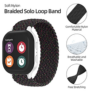 SimpleThings Nylon Solo Loop Compatible for Gizmo Watch Gabb Watch 1/2/3 Watch Band Replacement, 20mm Braided Breathable Stretchy Sport Watch Strap for Kids Boys Girls