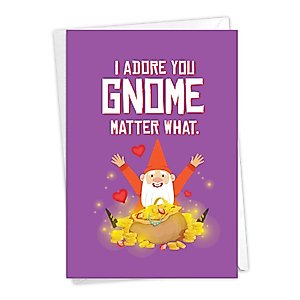 NobleWorks - 1 Hilarious All Occasions Blank Humor Greeting Card with 5 x 7 Inch Envelope - Cute, Adorable Word Play for Men and Women (1 Card) - Friendly Garden Gnomes C6441AOCB