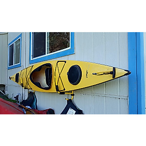 Suspenz Kayak Folding Storage Rack, Wall Hangers, Hooks, Indoor & Outdoor Use, Weight Capacity 75 lbs, Yellow, (12-8601)