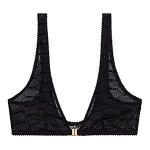 Savage X Fenty, Women's, Missy Flocked Logo Bralette, Black Caviar, X-Small