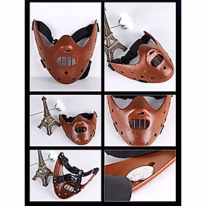 Hannibal Lecter Mask Cosplay The Silence of The Lambs Half Face Killer Prop Resin (Coffee)