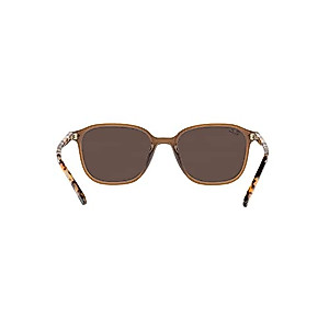 Ray-Ban RB2193F Leonard Low Bridge Fit Square Sunglasses, Transparent Brown/Light Brown Mirrored Gold, 55 mm