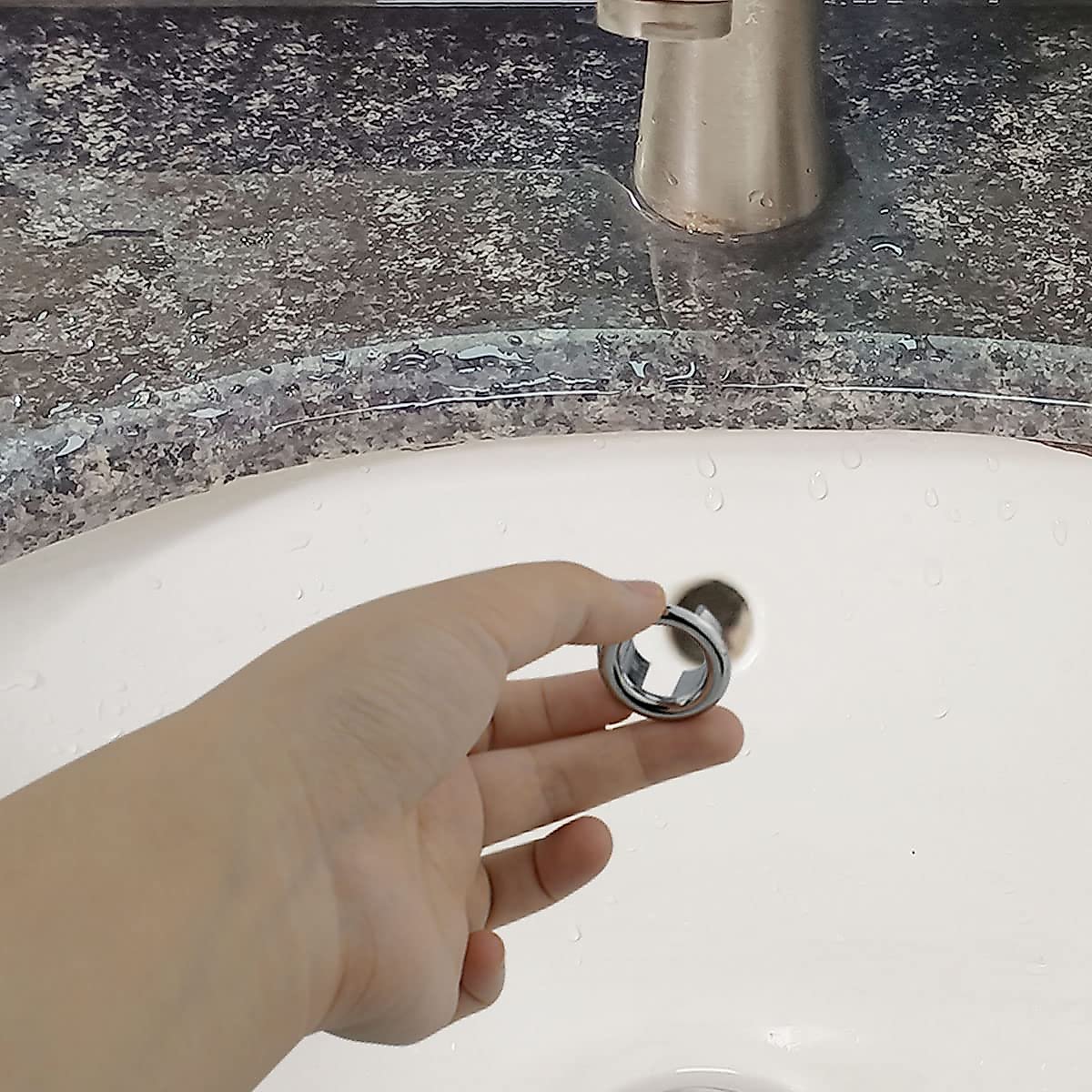 6 Pcs Electroplating Sink Overflow Ring Round Basin Cover Sink Basin Trim Vanity Sink Overflow Cap for Bathroom Kitchen Small Sink Insert (Silver)