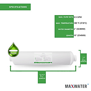 Post Activated Carbon Water Filter Replacement – 5 Micron Inline Filter – 10 inch Inline Carbon Filter– Under Sink and Reverse Fits most Reverse Osmosis Systems (4 pack)