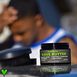 Veeta Superior Wave Grease - Maximum Shine, Non-Greasy Shea & Tangerine Conditioner for Men's 360 Waves (4 oz)