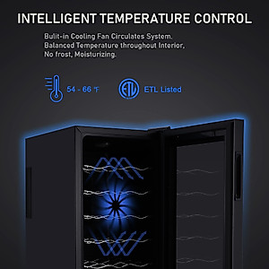 JINJUNYE 15-18 Bottle Wine Fridge, Wine Cooler with Temperature Control, Wine Refrigerator Glass Door for Red White Wine, Champagne, Sparking, Beer, Gift for Wine Lover