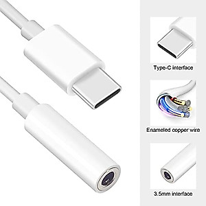 USB C to 3.5mm Headphone Jack Adapter (Pack of 2), USB Type C to Aux Audio Dongle Cable Earphone Jack Converter Compatible with Samsung Galaxy S22 S21 S20 Note 20 10+ A73 A53, Pixel 6 5 4 3 and More