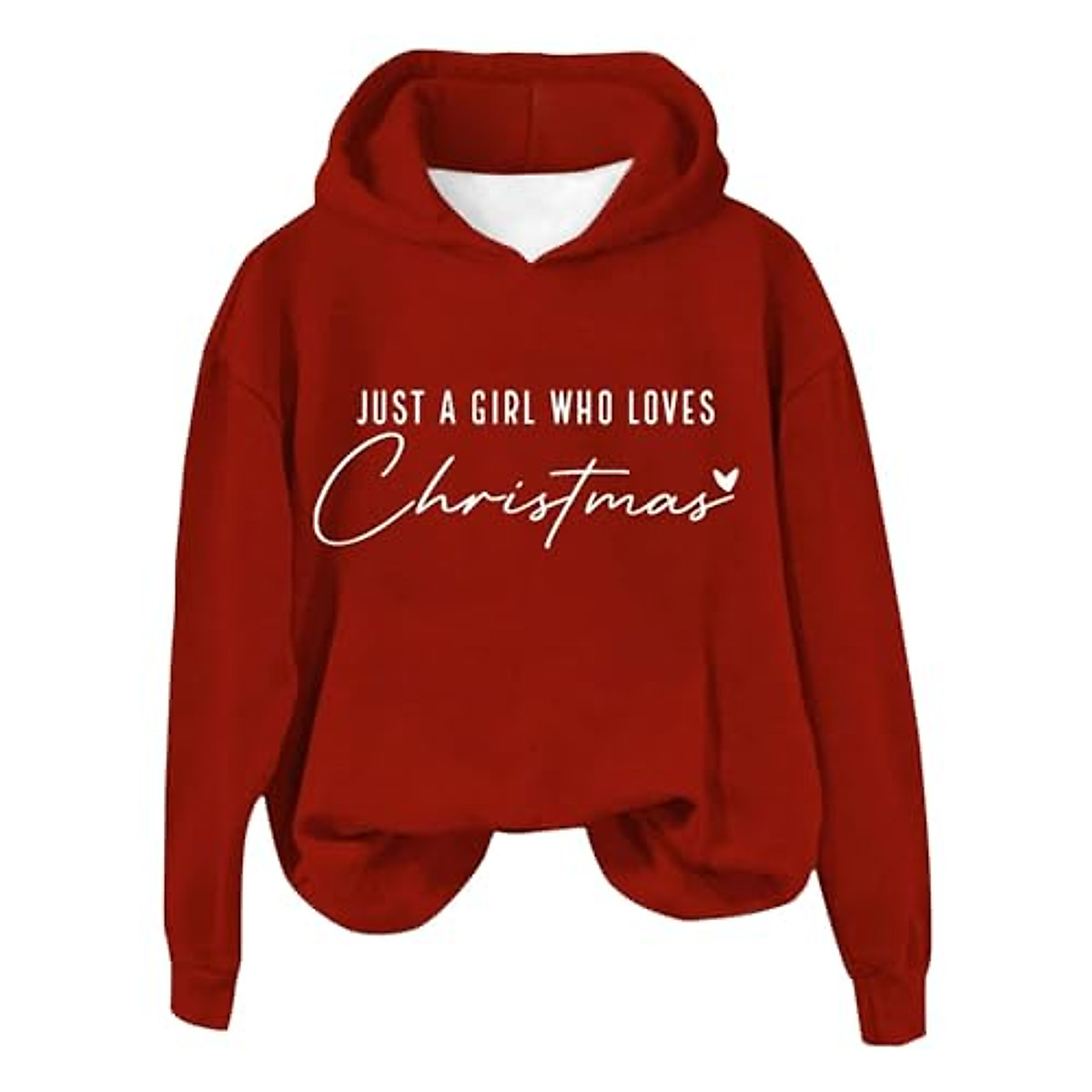BLUBUKLKUN deals of the day lightning deals Women Hoodie Sweatshirt Just A Girl Who Loves Christmas Sweatshirt Xmas Sweater Crewneck Pullover Tops Funny (Red, XL)