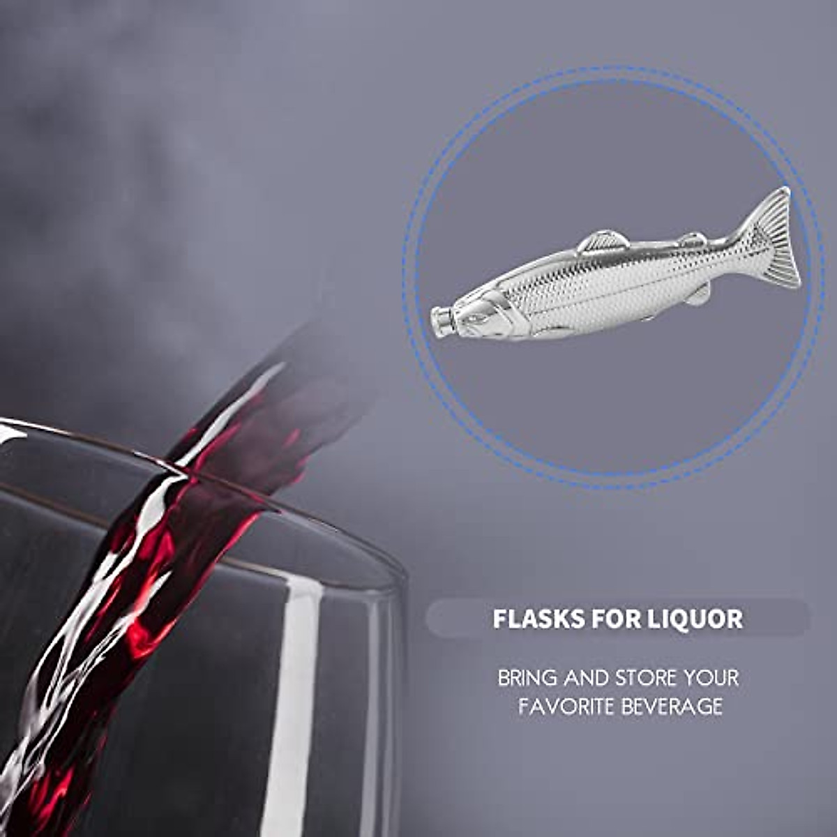 Bruafsir 1 Pcs Fish-Shape Hip Flask 5Oz Mini Pocket Flask Stainless Steel Party Drinkware for Outdoor