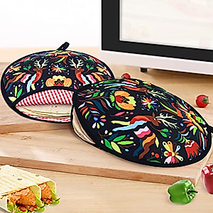 ZKOO Tortilla Warmer Pouch 12-Inch, Insulated Tortilla Holder -Microwavable Use Fabric Bag to Keep Food Warm.Ideal for Tortillas & Breads! (1, Black)