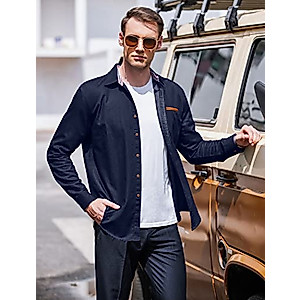 Coofandy Mens Casual Dress Shirt Button Down Shirts,Type 01 - Ultramarine Blue,Large