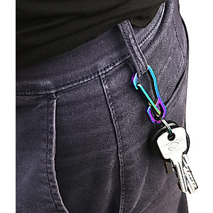 2 Pack Carabiner Clip Retractable Ring Set Titanium KeyChain Quick Release Hooks for Men Women