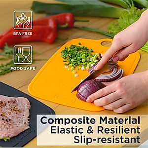 Deiss LUX Durable TPU Cutting Boards for Kitchen, Set of 2, Double-Sided Non-Slip Chopping Board, Built-in Ruler, Flexible Large Cutting Board, Deep Juice Grooves, Dishwasher Safe