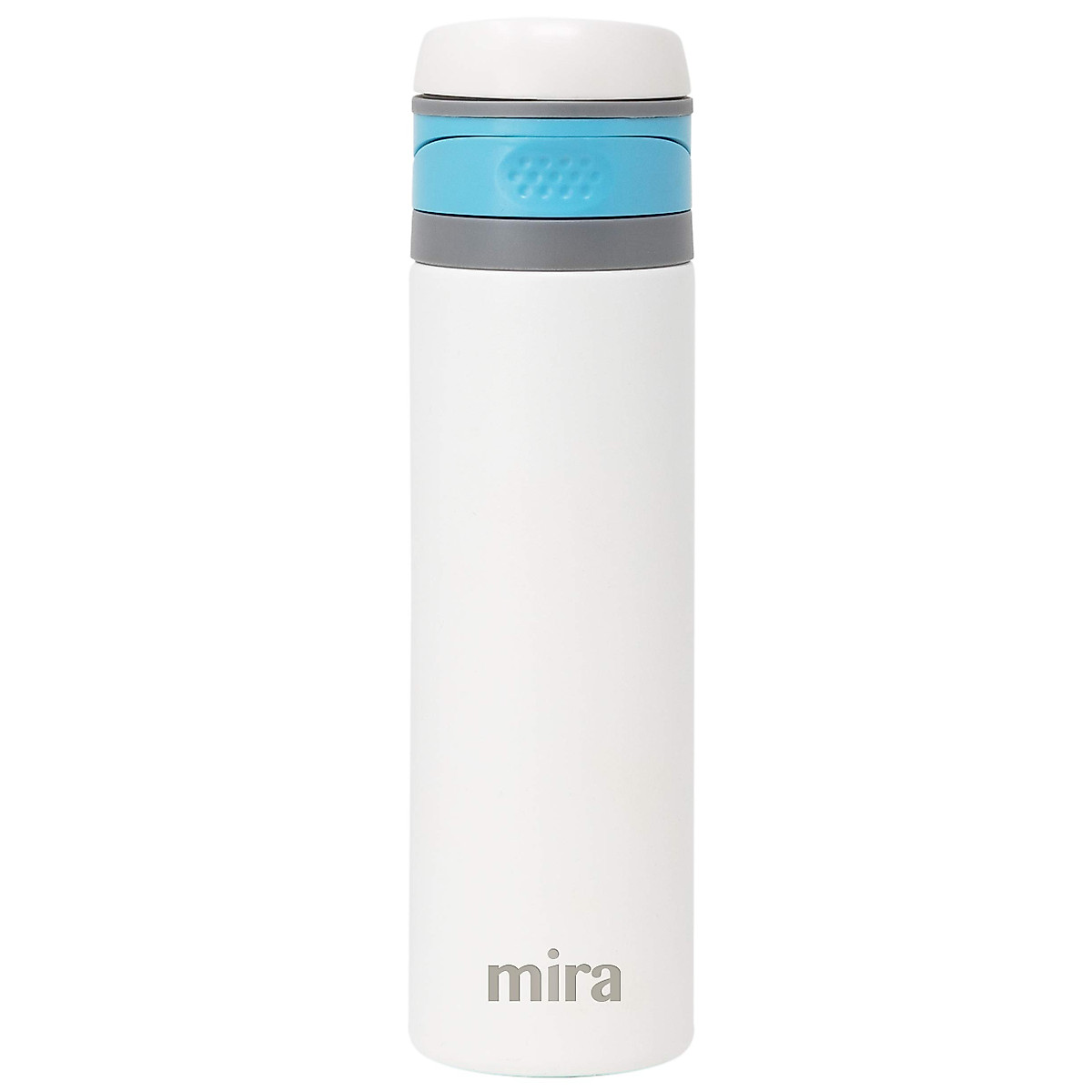 MIRA 16 oz Lightweight Insulated Travel Mug for Coffee, Tea - Stainless Steel One Touch Lid Tumbler - Keeps Hot or Cold - White