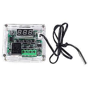 ALMOCN 2PCS W1209 DC Digital Temperature Controller Board 12V with Case, Red Digital Display Thermostat -50-110°C Electronic Temperature Temp Control Module Switch Waterproof