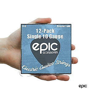 12-Pack .010 Gauge High E String Single Electric Guitar Strings Individually Wrapped 10 Gauge Pack of 12