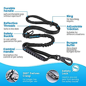 IOKHEIRA 6Ft /4Ft Dog Leash Rope for Large Dogs, Heavy Duty with Comfortable Padded Handle and Highly Reflective Threads,4-in-1 Multifunctional Dog Leashes with Car Seat Belt for Training
