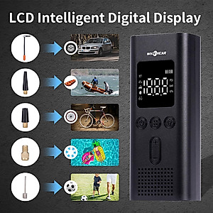 Tire Inflator Portable Air Compressor Air Pump 150 PSI Tire Inflator Accurate Pressure LCD Display with USB Charging LED Light for Motorcycle, Auto, Ball, Bicycle