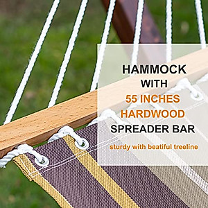 Lazy Daze Hammocks Quick Dry Hammock with Spreader Bar 2 Person Double Hammock with Chains Outdoor Outside Patio Poolside Backyard Beach 450 lbs Capacity Coffee