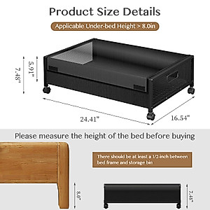 Futego Under Bed Storage with Wheels,2 Pack Under bed Storage Containers with Clear Lids,Rolling Underbed Organizer Drawer Bins with Sturdy Handles for Bedroom Closet Clothes Shoes Toys Books Blankets