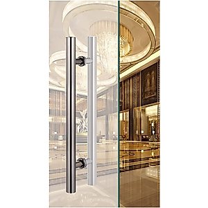 Barn Door Pull Handle, Interior Exterior Door Handle, H Shape Push/Pull Door Pulls, 60 80 100 120 150 180 Cm Long, Commercial Grade Pull Entrance Gate ( Color : Titanium , Size : 60cm/23.6in - 36cm )