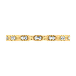 FINEROCK 1/10 Carat (ctw) 14K Yellow Gold Diamond Ladies Swirl Stackable Anniversary Ring (Ring Size 7) (I1-I2 Clarity)