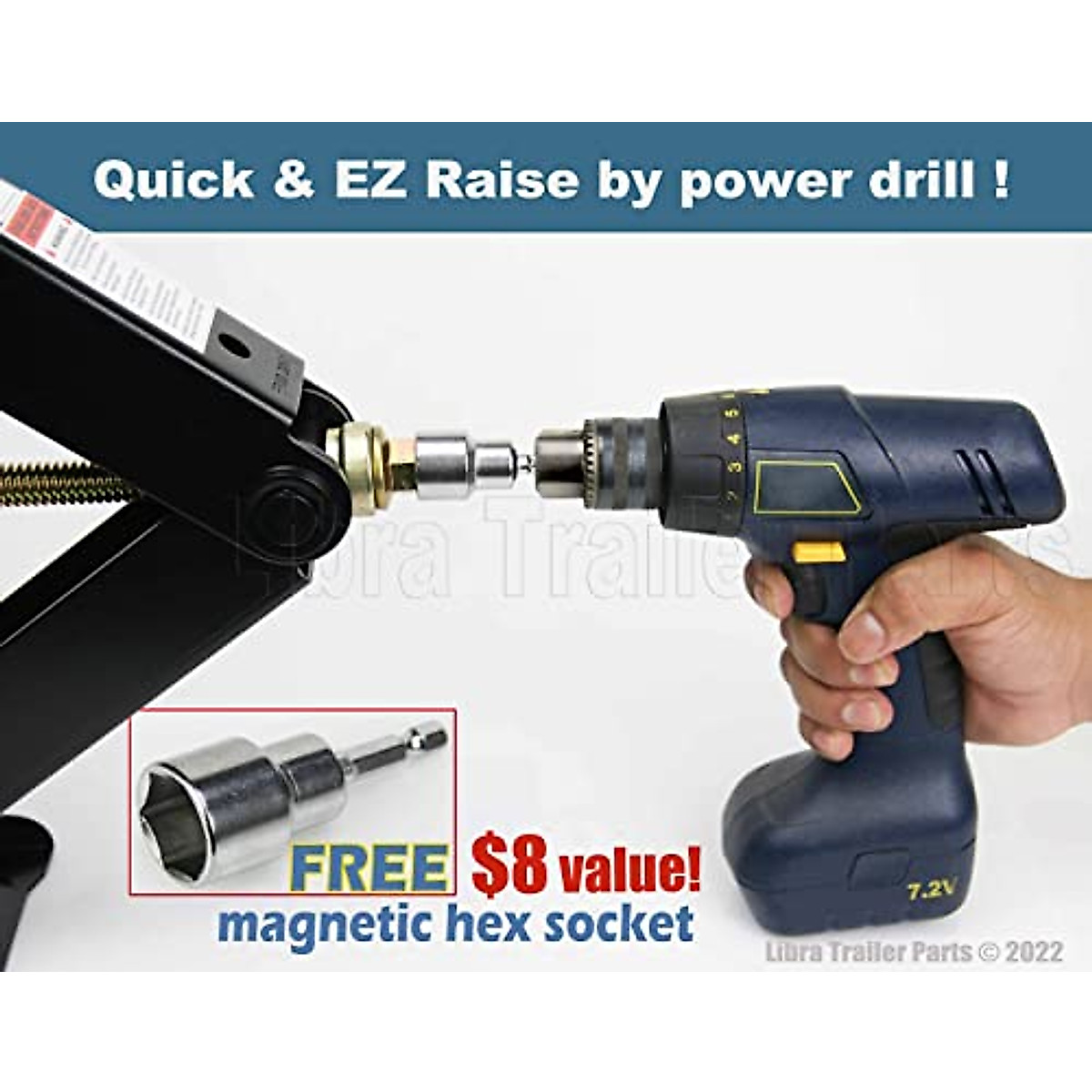 LIBRA Heavy Duty 9000lbs 24" RV Trailer Stabilizer Leveling Scissor Jacks w/Dual Power Drill Sockets & Full Installation Kit,Set 4