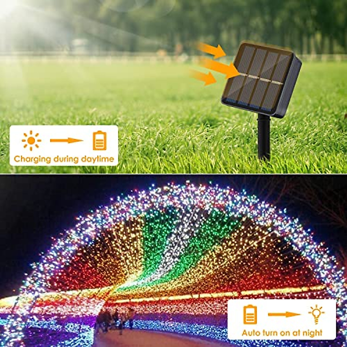 Solar String Lights 480 LED 171Ft 8 Modes Christmas Lights Outdoor, Waterproof Solar Powered Christmas Holiday Decorations Solar Twinkle Lights for Patio Garden Tree Fence Yard Party, Multi