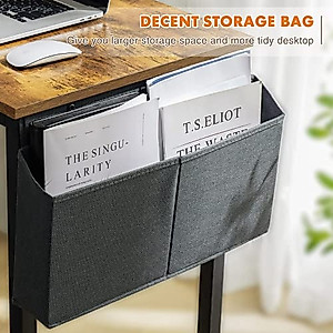 Small Computer Desk Small Office Desk 31 Inch Writing Desk Home Office Desks Small Space Desk Study Table Modern Simple Style Work Table with Storage Bag and Iron Hook, Wooden Desk for Home, Bedroom
