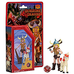 Dungeons & Dragons Cartoon Classics 6-Inch-Scale Bobby & Uni 2-Pack Action Figures, D&D 80s Cartoon, Includes d12 from Exclusive D&D Dice Set
