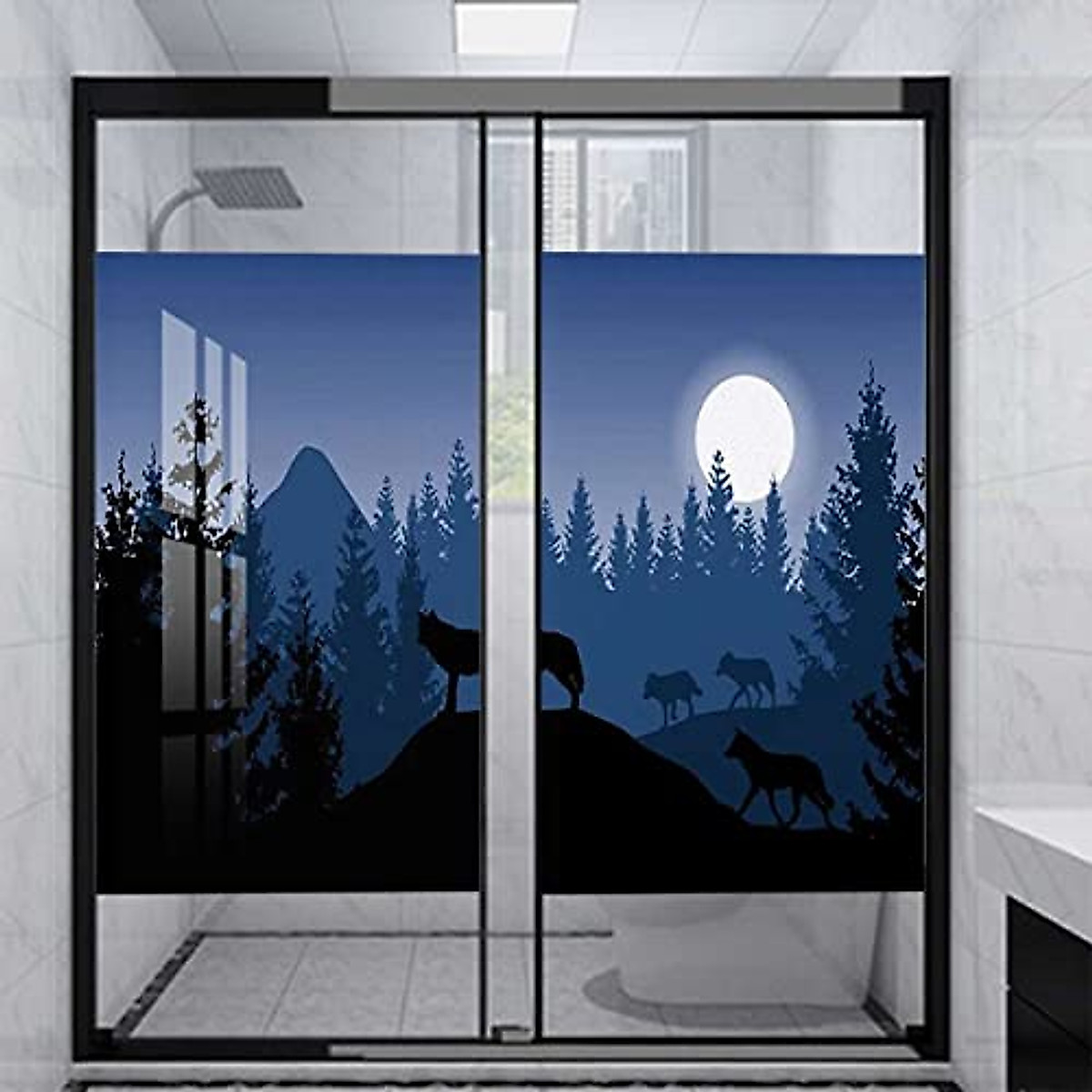 Multicolor Window Film Privacy Window Film Frosted Glass Film No Glue Static Cling Glass Film Window Sticker for Bathroom Bedroom Living Room Forest Mythical Creature Design 27.6Wx47.2L-inch x2 Pcs