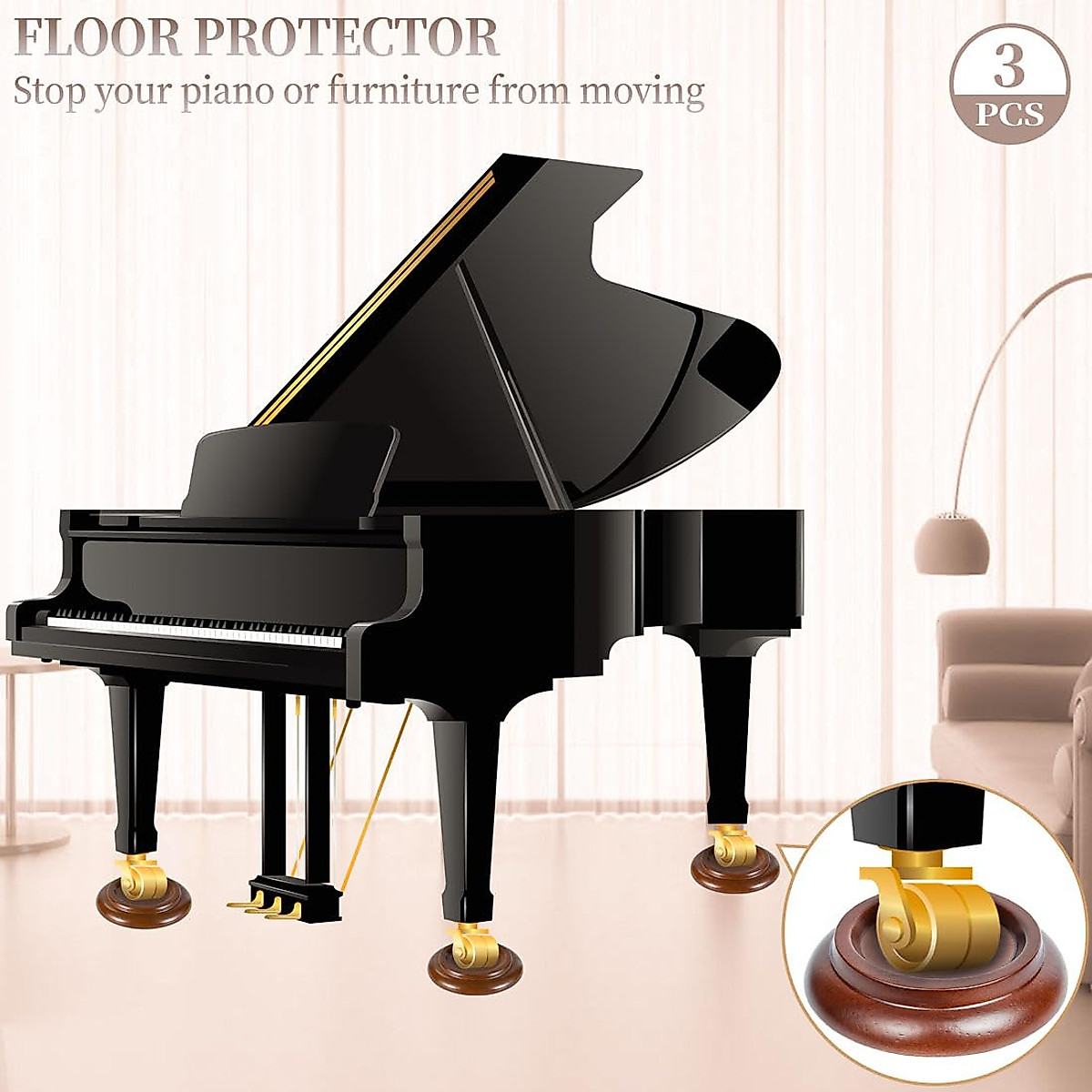 Piano Caster Cups Grand Piano Caster Cups Wood coasters Cups Piano Caster Pads for Grand Piano
