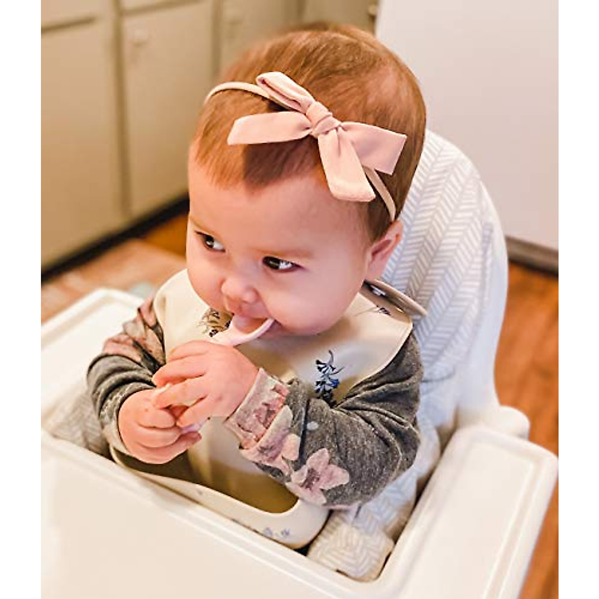 Itzy Ritzy Silicone Spoon & Fork Set; Baby Utensil Set Features A Fork and Spoon with Looped, Braided Handles; Made of 100% Food Grade Silicone & BPA-Free; Ages 6 Months and Up, Pink