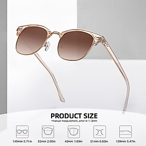 MEETSUN Retro Semi Rimless Polarized Sunglasses for Men Women Classic Trendy Driving Sun Glasses UV Protection Brown Gradient