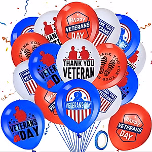 48pcs Veterans Day Decorations Balloons - Happy Veterans Day Balloons Decorations Set for Thank You Veterans Party Supplies Patriotic Themed Party Decorations