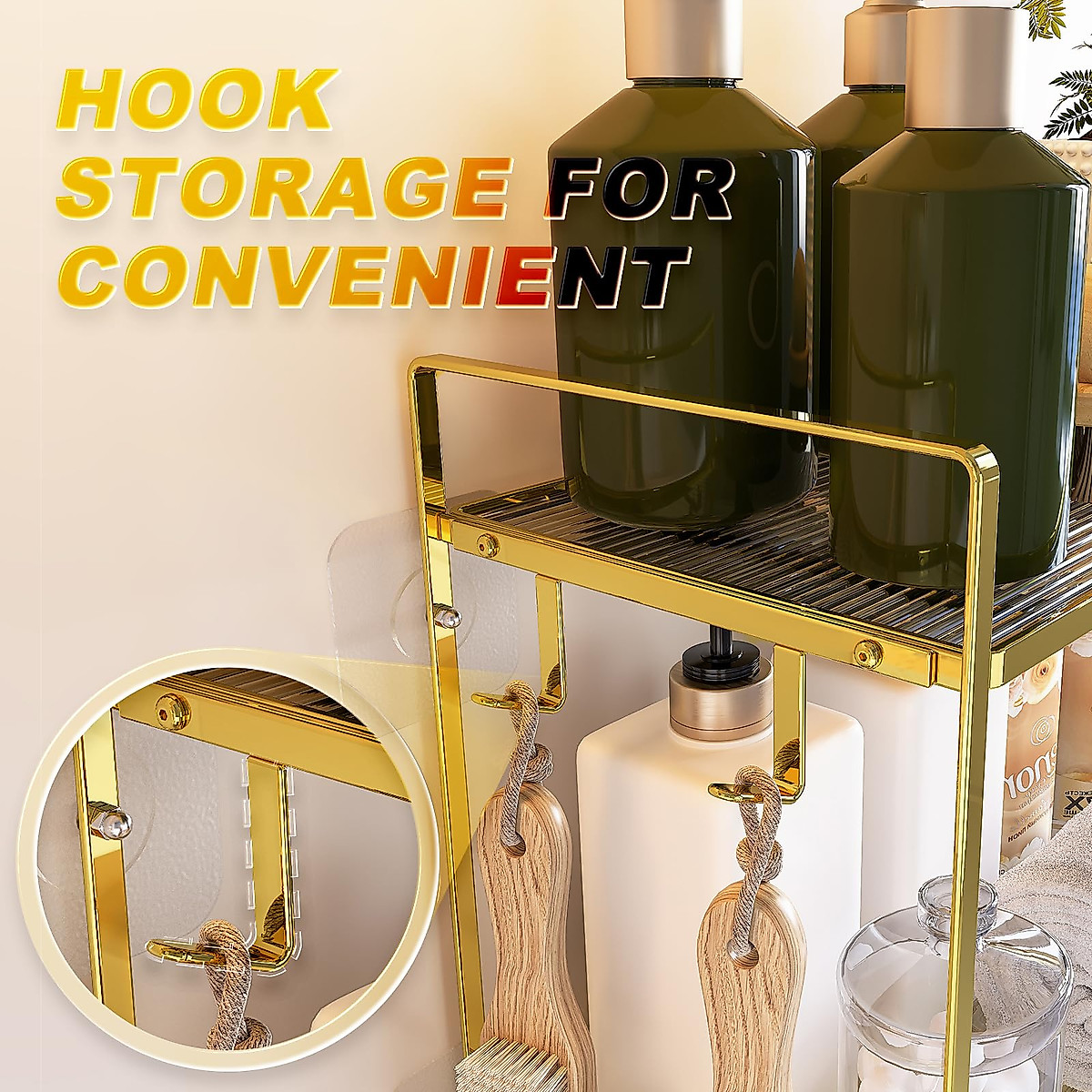 GAOKASE Over The Toilet Storage, 2-Tier Over Toilet Bathroom Organizer, Large Capacity, Acrylic Shelves, Thick Material, Rust-Resistant, Perfect for Over The Toilet Shelf, Gold