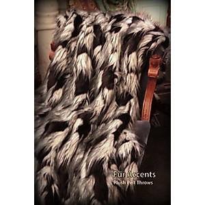 Premium Faux Fur Throw Blanket/Rugs/Luxury Black and White Exotic Feather Faux Fur /60" X 70" / Other Sizes, Colors Available/New