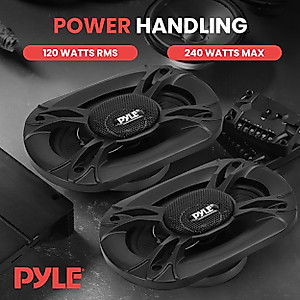 Pyle 3-Way Universal Car Stereo Speakers - 300W 4" x 6" Triaxial Loud Pro Audio Car Speaker Universal OEM Quick Replacement Component Speaker Vehicle Door/Side Panel Mount Compatible PL4163BK (Pair)