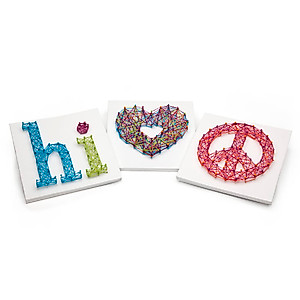 Craft-tastic – String Art – Craft Kit Makes 3 Large Canvases – Peace Sign Edition, Model Number: CTE40