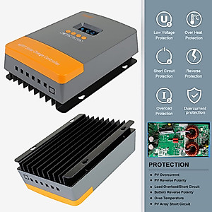 PowMr 60AMP MPPT Charg Controller, Fit for 12V 24V 36V 48V Lead-Acid Lithium Battery, MAX 160V 2880W Input Solar Charge Controller