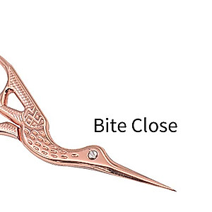 YESTOO Stork Scissors, Professional Stainless Steel Beauty Grooming Scissors for Eyebrow, Facial Hair, Dry Skin, Nose Hair(Rose Gold)