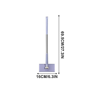 Automatic Cloth Changing Mini Mop, Hands-Free Mini Mop, 360°Rotating Head Portable Push-Pull Handle Design, Hands-Free Mini Mop Compatible with Face Towels, for Bathroom, Kitchen (Purple)