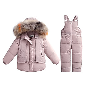 Tumaron Toddler Girls Snowsuit Snow Pant And Jacket BIb Winter Baby Clothes Kids coat 2t