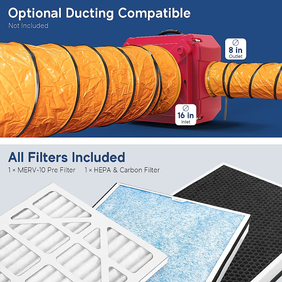 ALORAIR 4 Pack CleanShield HEPA 550 Industrial Commercial HEPA Air Scrubber, cETL Listed, GFCI Outlet, 10 Years Guarantee, Red